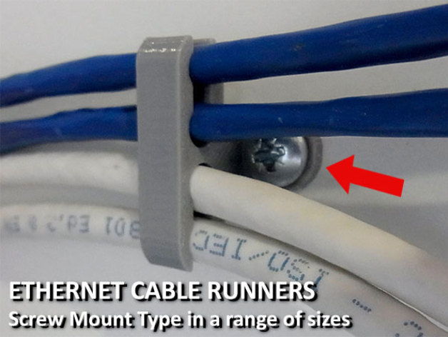 Ethernet Cable Runners - Screw Mount Type - DownloadFree3D.com