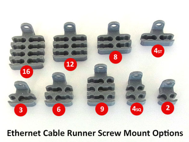 Ethernet Cable Runners - Screw Mount Type - DownloadFree3D.com