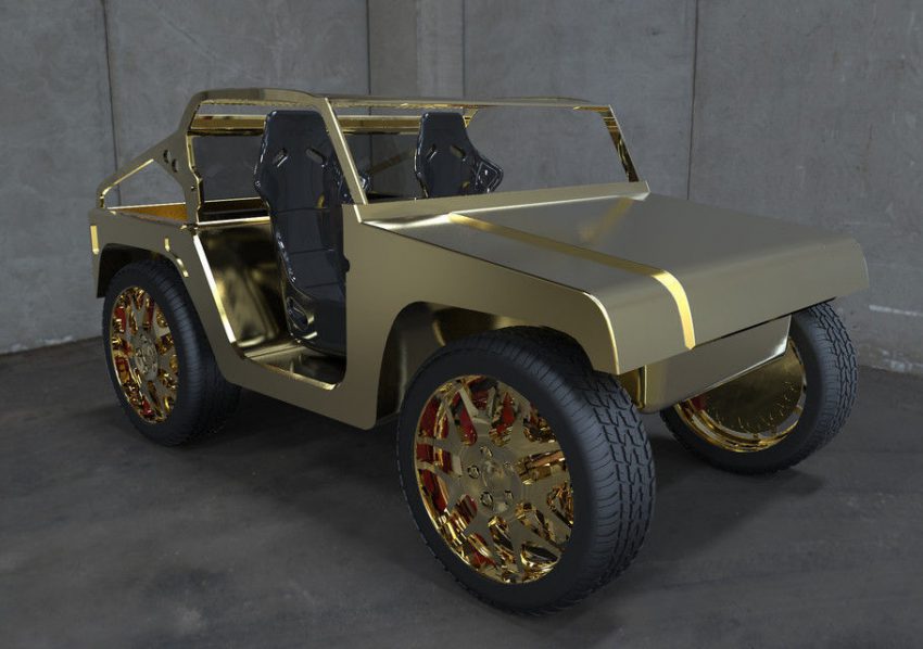 24K Gold Jeep - DownloadFree3D.com