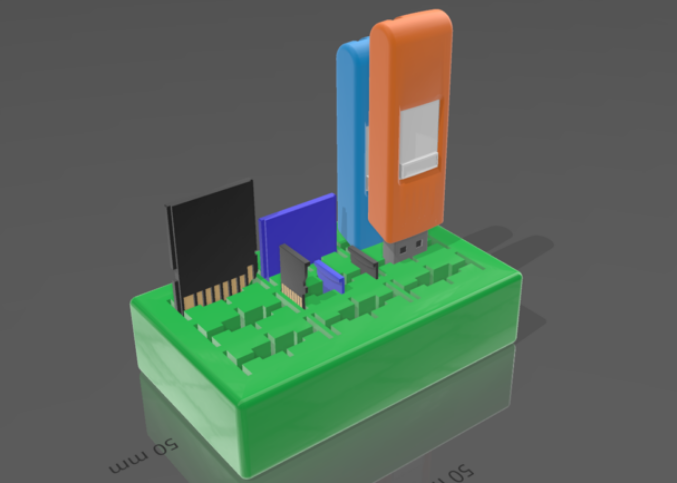 Patrametric USB SD microSD card organizer holder - DownloadFree3D.com