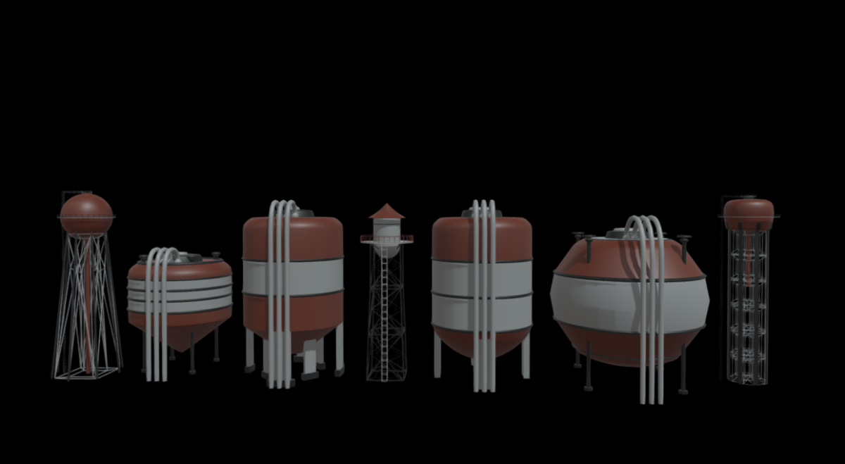 Collection Of Water Towers - DownloadFree3D.com