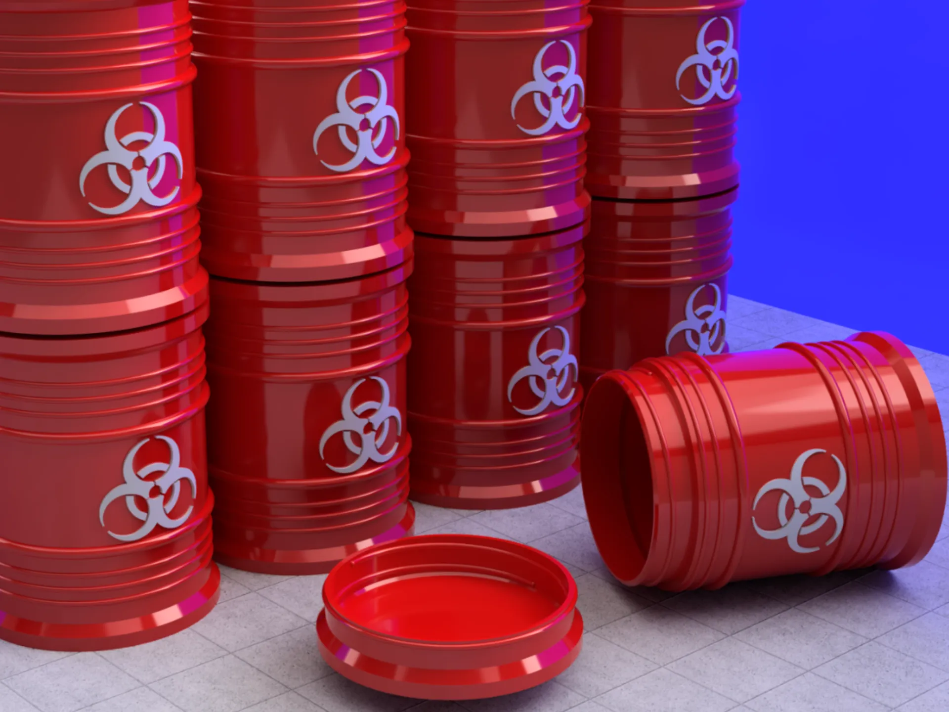 Biohazard Waste Barrel Screw Top Container - DownloadFree3D.com