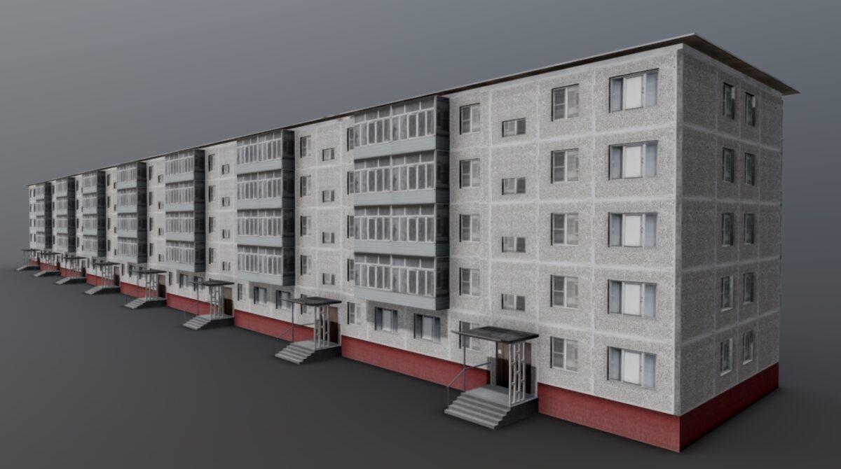 Soviet panel house built in the 1970s - DownloadFree3D.com